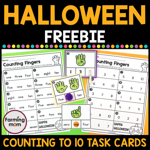 Halloween Counting to 10 Task Cards | Farming Mom