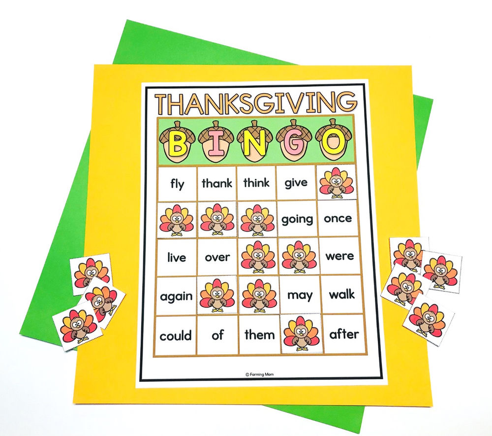 Sight Word Thanksgiving Bingo Game