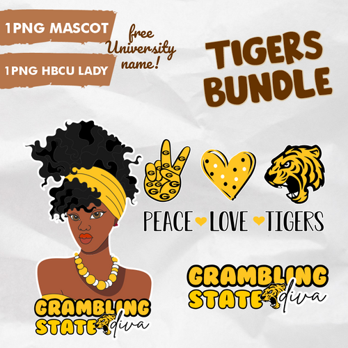 Grambling State | Tigers Mascot, Lady and Name| PNG | Instant Download ...