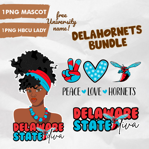 Delaware State| Hornets Mascot, Lady and Name| PNG | Instant Download ...