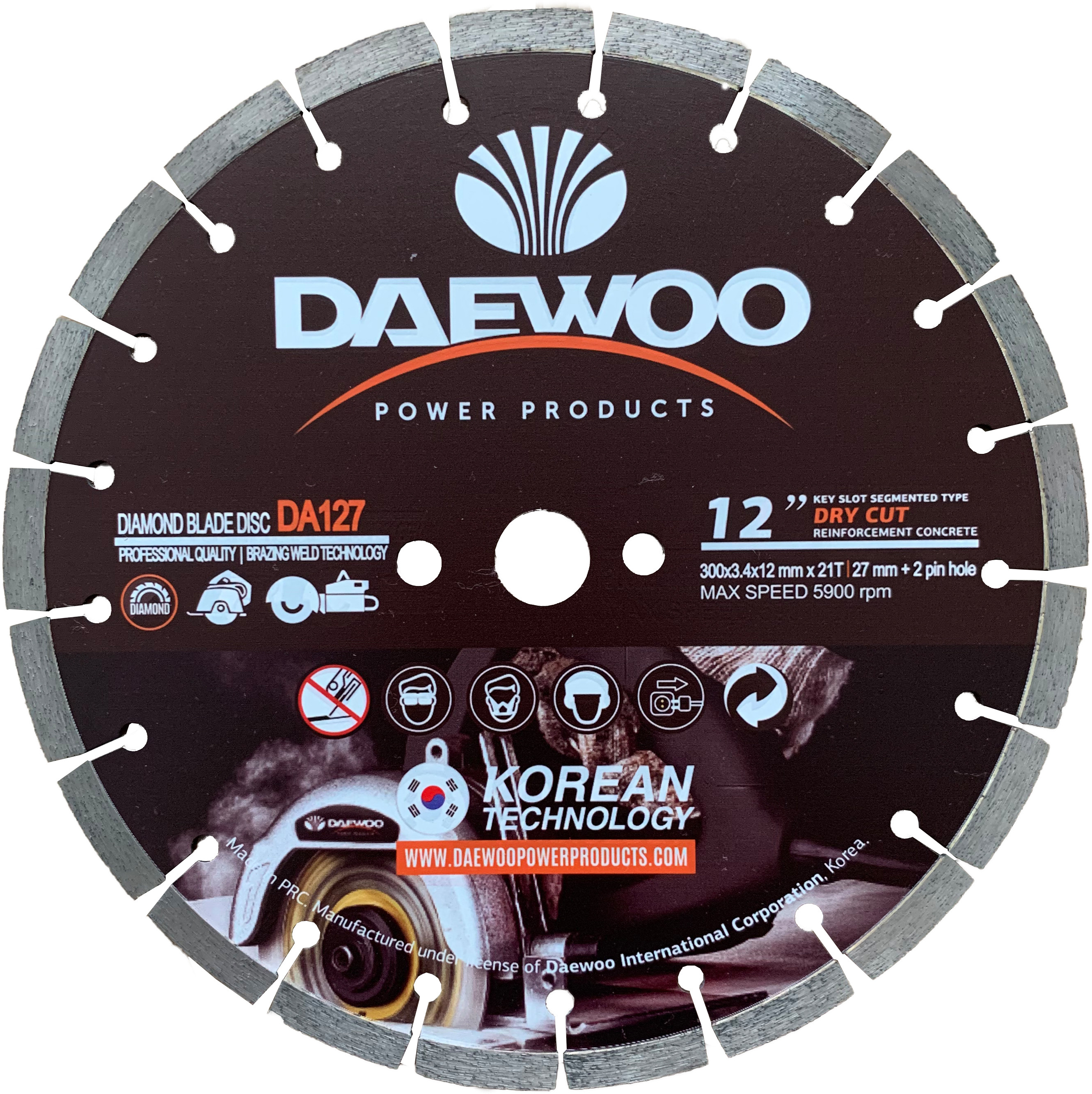 DAEWOO DA127 12” Concrete Piles Diamond Cutting Blade