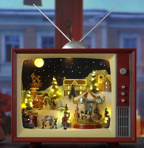 Animated LED Christmas Village TV Scene – Lighted & Moving Display ...