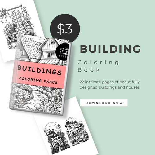 Buildings Printable Coloring Book | The Craft Paintery