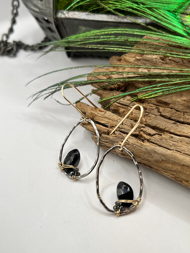 CHERYL Black Spinel Freeform Pebble Geode Dangle | Rachel Renee Jewelry