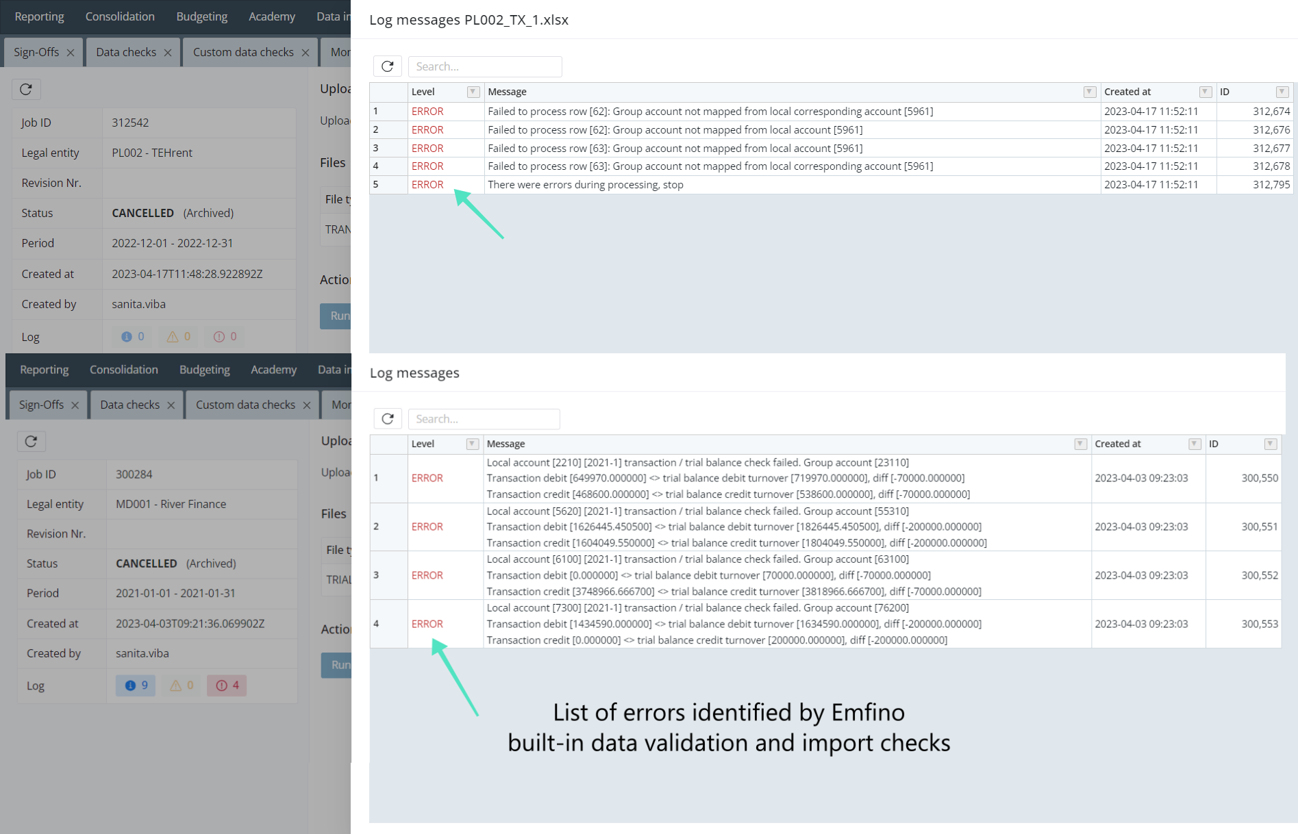 Emfino Super Feature #2 - Data Validation and Import Checks