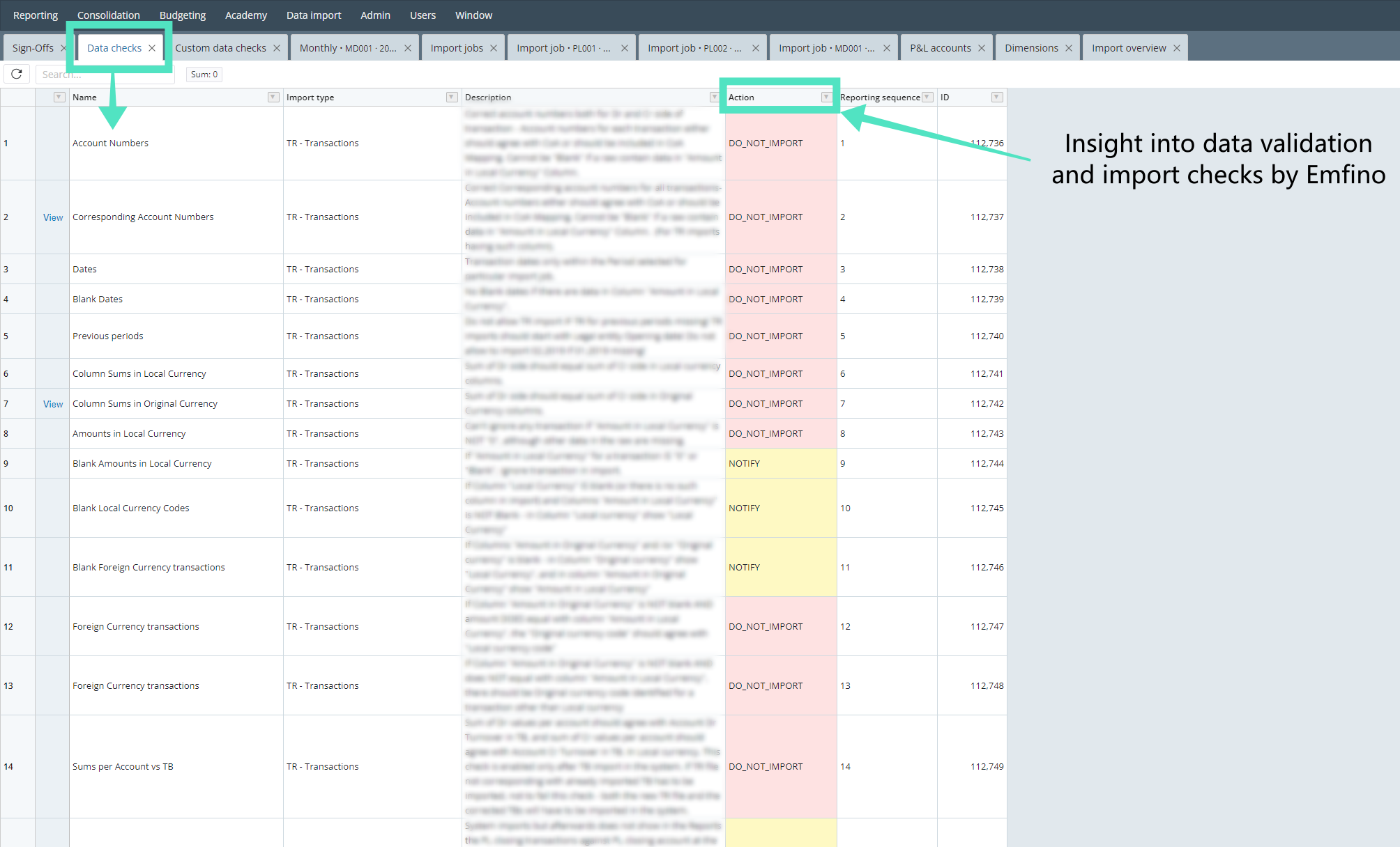 Emfino Super Feature #2 - Data Validation and Import Checks
