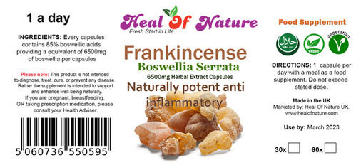 Boswellia Serrata / Frankincense Extract Capsules Joints Health | Heal ...