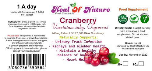 Cranberry Extract Tablets 12000mg Naturally supports (UTI) Cystitis ...
