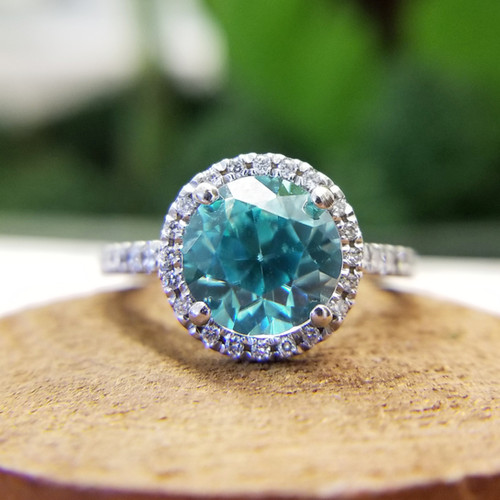 Natural Blue Zircon Ring | blueriverdiamonds