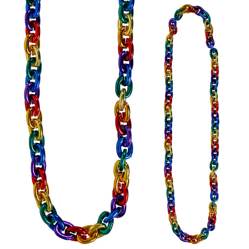 Rainbow Small Plastic Chain Bead - 1 Dozen | Throw Dat