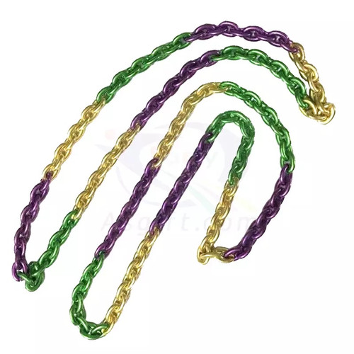 Purple Green and Gold Small Plastic Chain Bead - 1 Dozen | Throw Dat