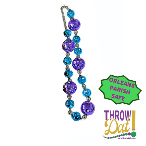 Purple, Silver, & Turquoise Large Puff Bead (1 Piece) | Throw Dat