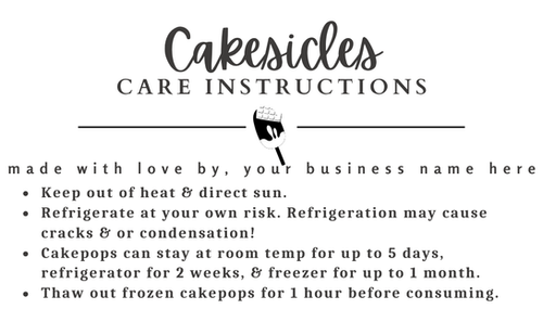 Cakesicle labels | Steph's Desserts