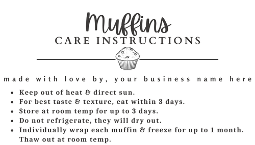 Muffins care labels | Steph's Desserts