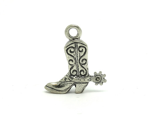 Cowboy Boot with Spur Scroll Pattern Design Sterling Silver Charm | ap ...