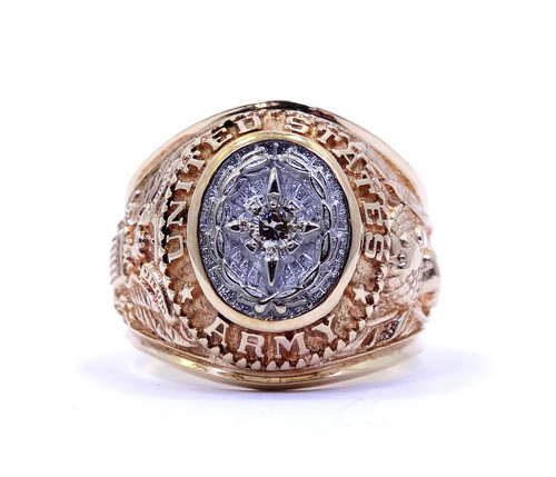 Vintage UNITED STATES ARMY WWDA Deep Cast Military 10K Gold DIAMOND ...