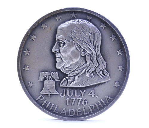 1976 MACO Bicentennial PHILADELPHIA INDEPENDANCE 999 Silver 2.5" Medal ...