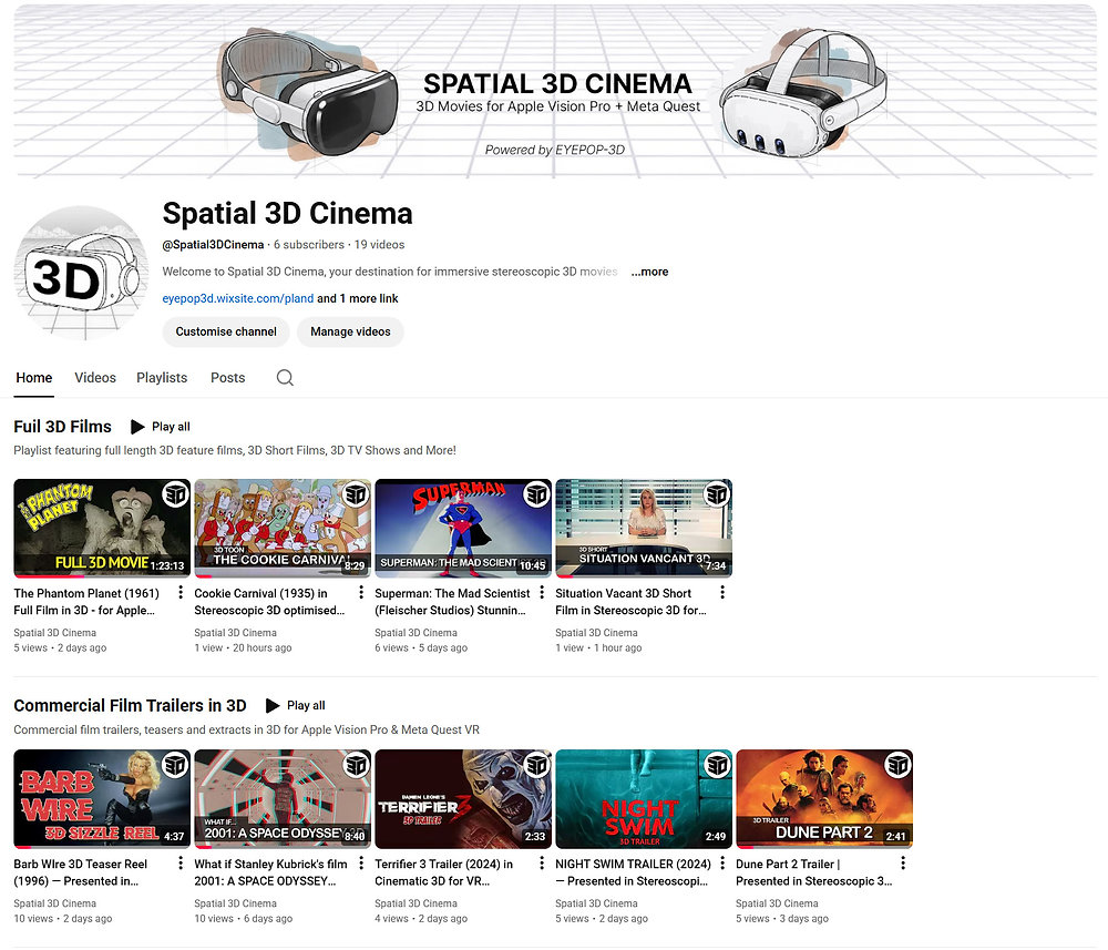 EYEPOP-3D Launches “Spatial 3D Cinema” - A New YouTube Channel for ...