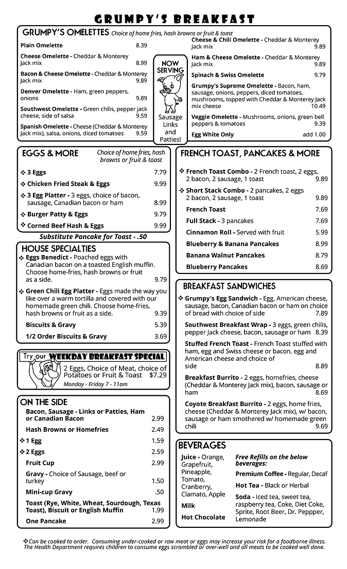 BREAKFAST MENU | Grumpy's Grill