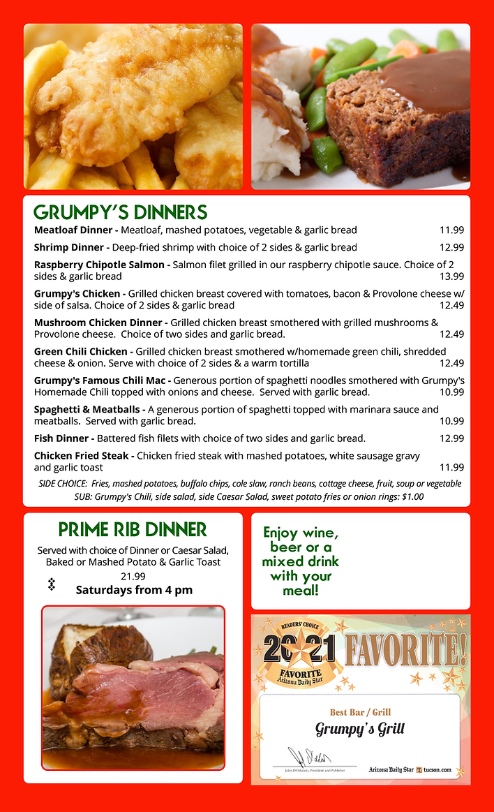 LUNCH & DINNER MENU | Grumpy's Grill