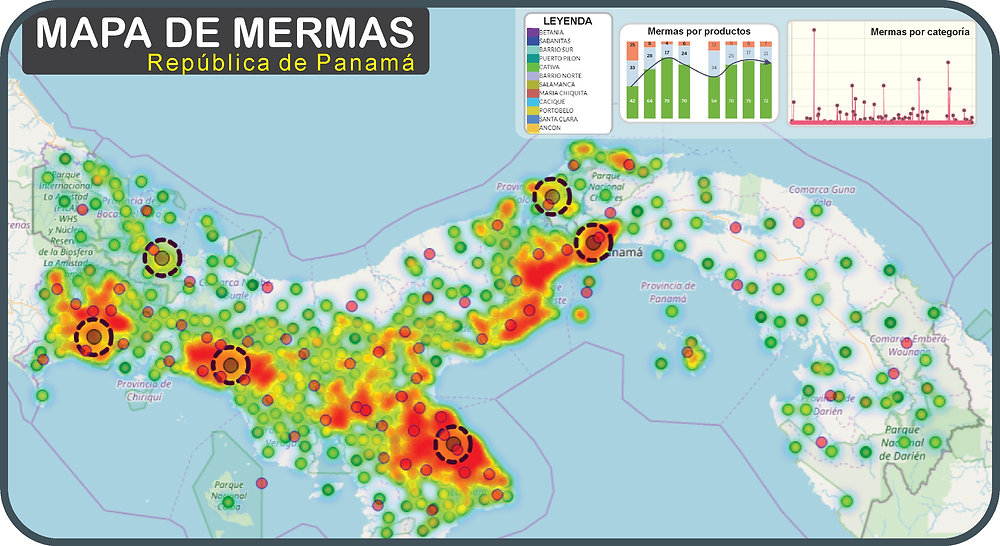 Mapa de mermas en Panamá.