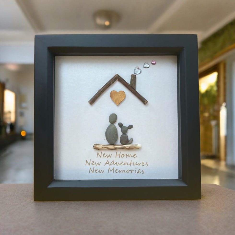 “New Home” Pebble Art. Customise characters as required. | Hand Made Tail