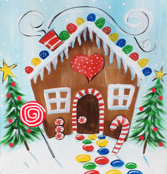Whimsical Gingerbread House - Canvas | Create Escape Studio