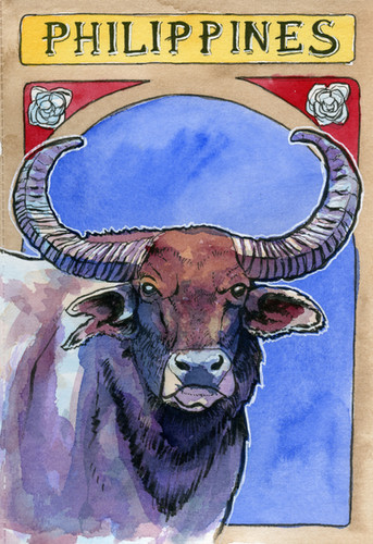 Philippines' Carabao Ink & Watercolor Painting | SSavaArt
