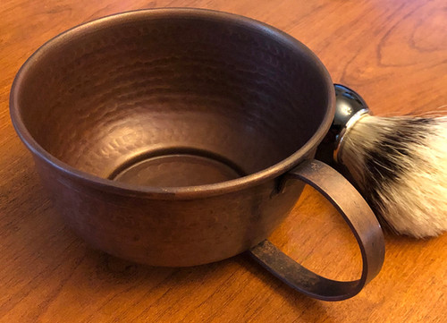 Copper Shaving Bowl with Handle-Dark Hammered Copper | Hammermarc