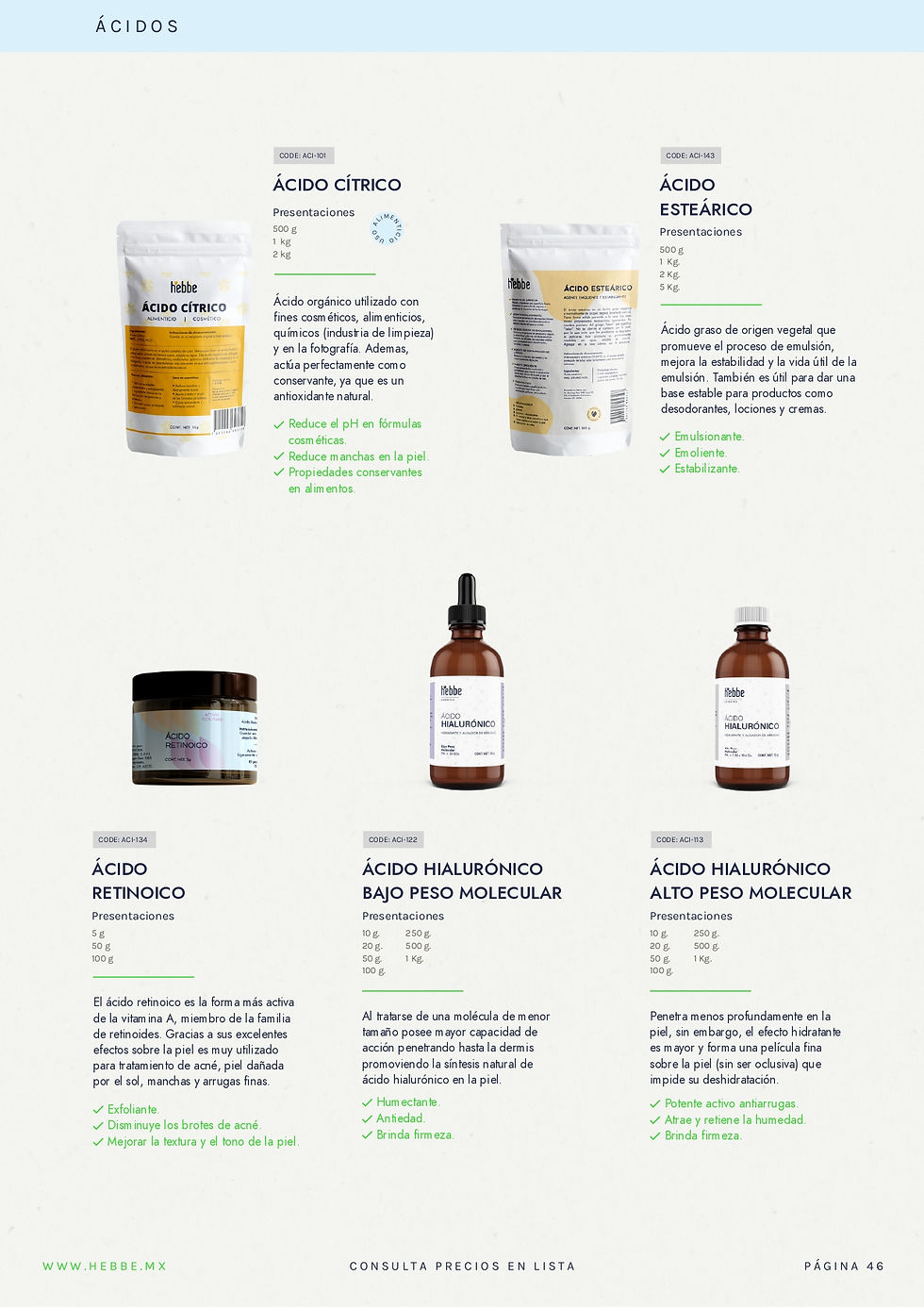 CATÁLOGO DE PRODUCTOS HEBBE