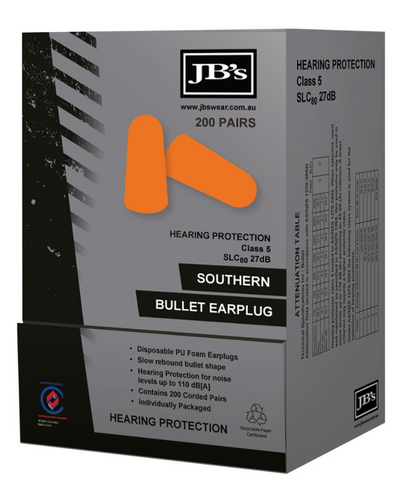 SOUTHERN BULLET SHAPED EARPLUG (BOX 200 PAIRS) | Stevensons Workwear