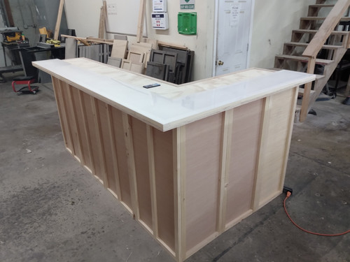 6 foot 'L' shaped bar with 2 level LED illuminated bar top and included ...