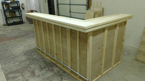 Home bar kit, 6 foot with 3 foot side, 2 level wooden bar top | HBK