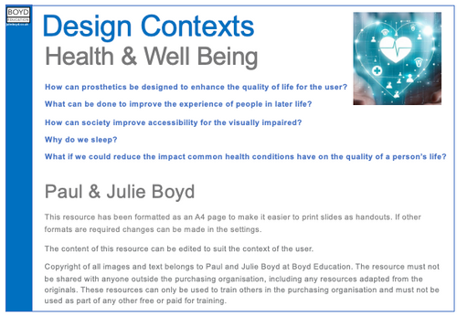 Design Contexts: Health & Well Being (digital download) | Boyd Create