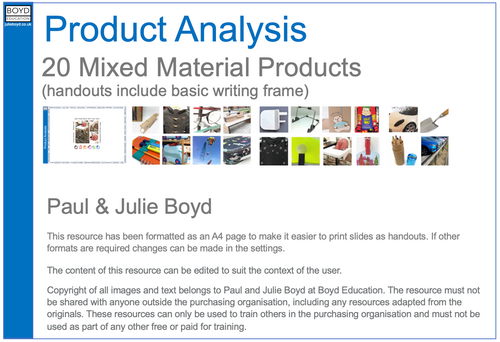Product Analysis: 20 mixed material D&T products