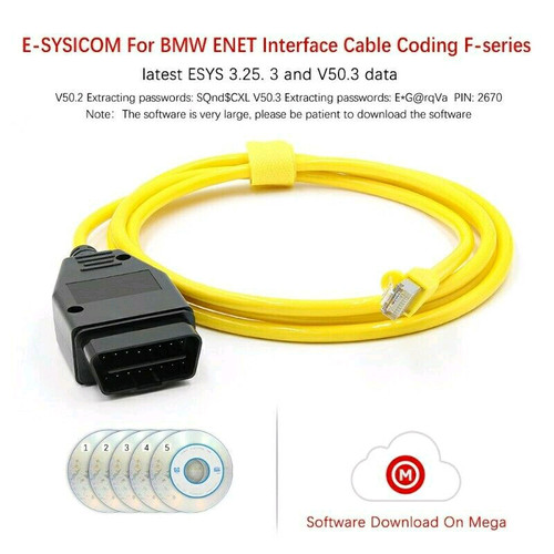 BMW ENET (Ethernet to OBD) Interface Cable E-SYS ICOM Coding F-Series ...