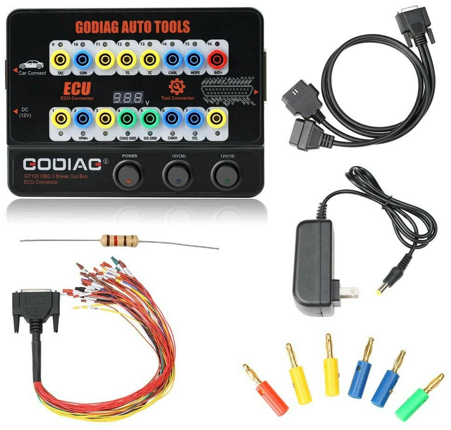 GODIAG GT100 Breakout Box OBDII Protocol Detector ECU Bench Connector ...