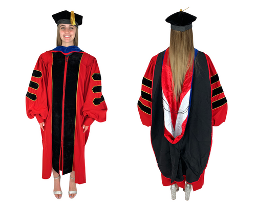 Red Doctoral Deluxe Gown, Hood, and Tam Package for PhD Students ...