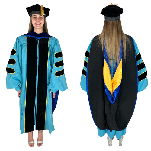 Light Blue Doctoral Deluxe Gown, Hood, and Tam Package | cappediem