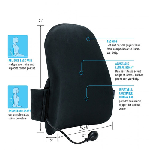 ObusForme Custom AIR Backrest with Adjustable Inflatable Lumbar Pad ...