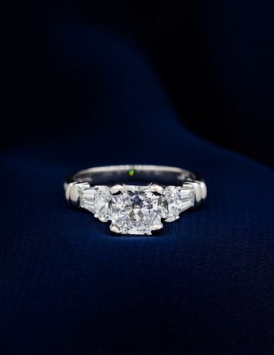 Platinum Lab Grown Square Modified Diamond Engagement Ring ...