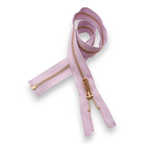 60CM Dirty Pink Golden Slider Brass Separating Metal Zipper for Jacket ...