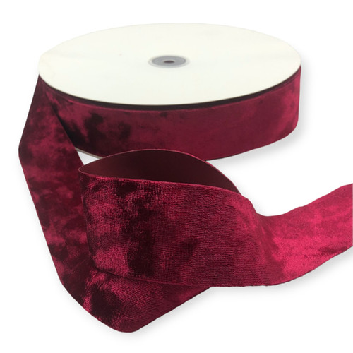 Maroon Shiny Velvet Ribbon 3.8cm Wide for DIY Crafts & Gifts Packaging ...
