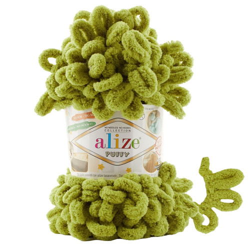 Alize Puffy Green Color 11 Yarn Soft Micro-polyester Loop Yarn 100grm ...
