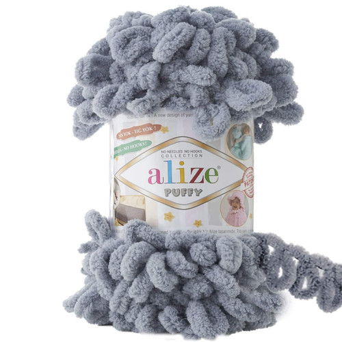 Alize Puffy Medium Grey Color 428 Yarn Soft Micro-polyester Loop Yarn ...