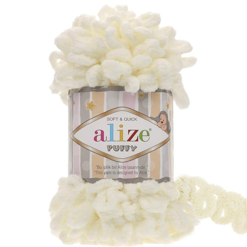 Alize Puffy Cream Color 62 Yarn Soft Micro-polyester Loop Yarn 100grm ...