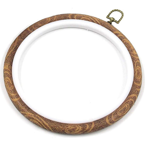 Round Embroidery 23cm Frame with Metal Ring Imitated Wood Embroidery ...