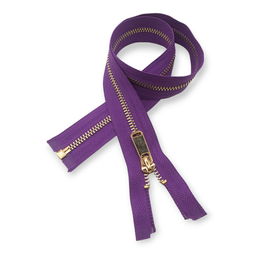 60CM Purple Golden Slider Brass Separating Metal Zipper for Jacket ...
