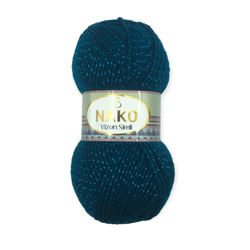 Nako Vizon Simli Yarn Blue Color 100g Premium Acrylic for Crafts ...