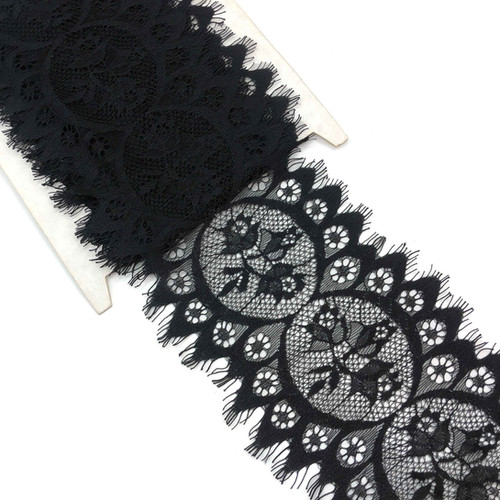 Black French Lace Border Trim 16cm Wide 3Meters Length for DIY Craft ...